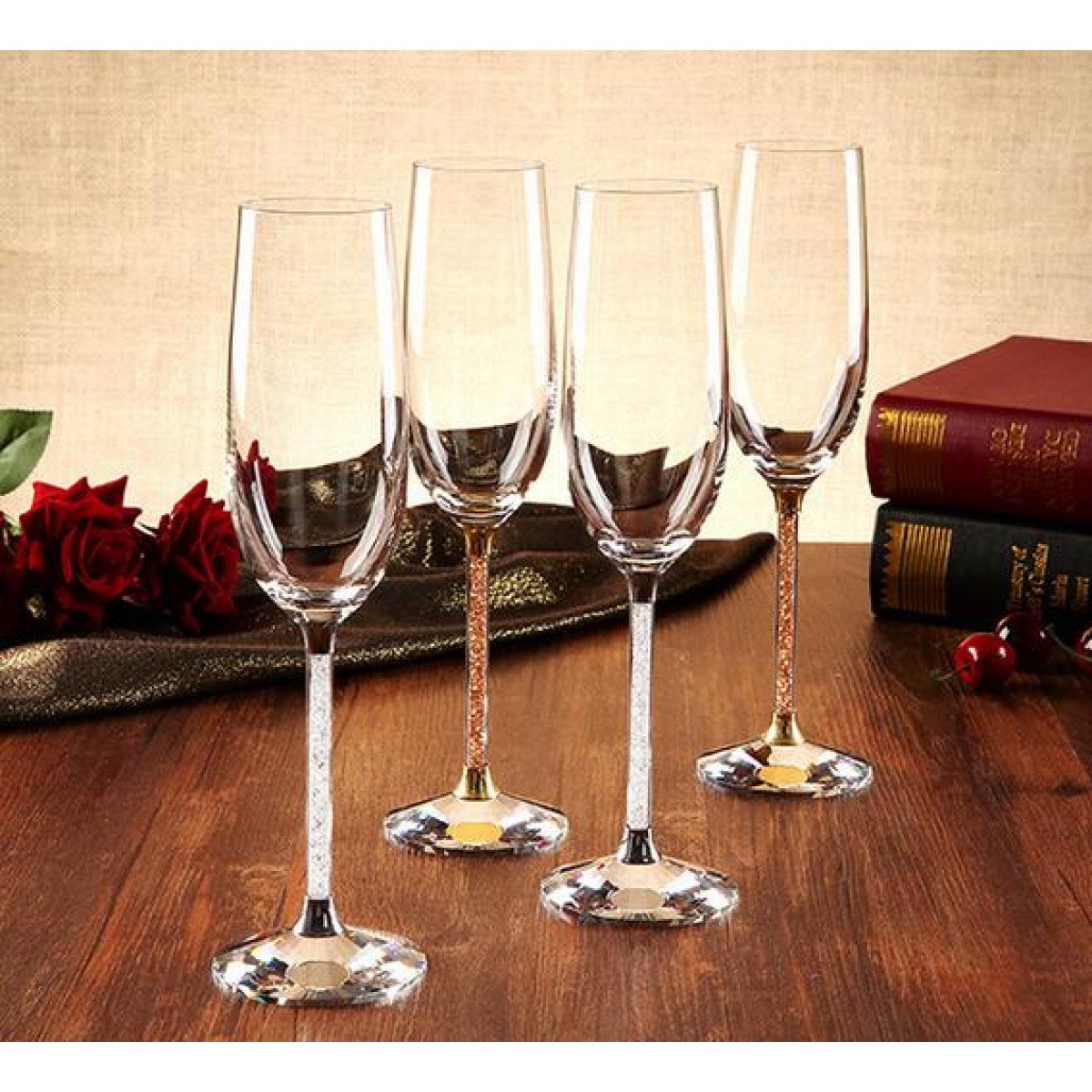 Vertical Script Crystal Toasting Flute