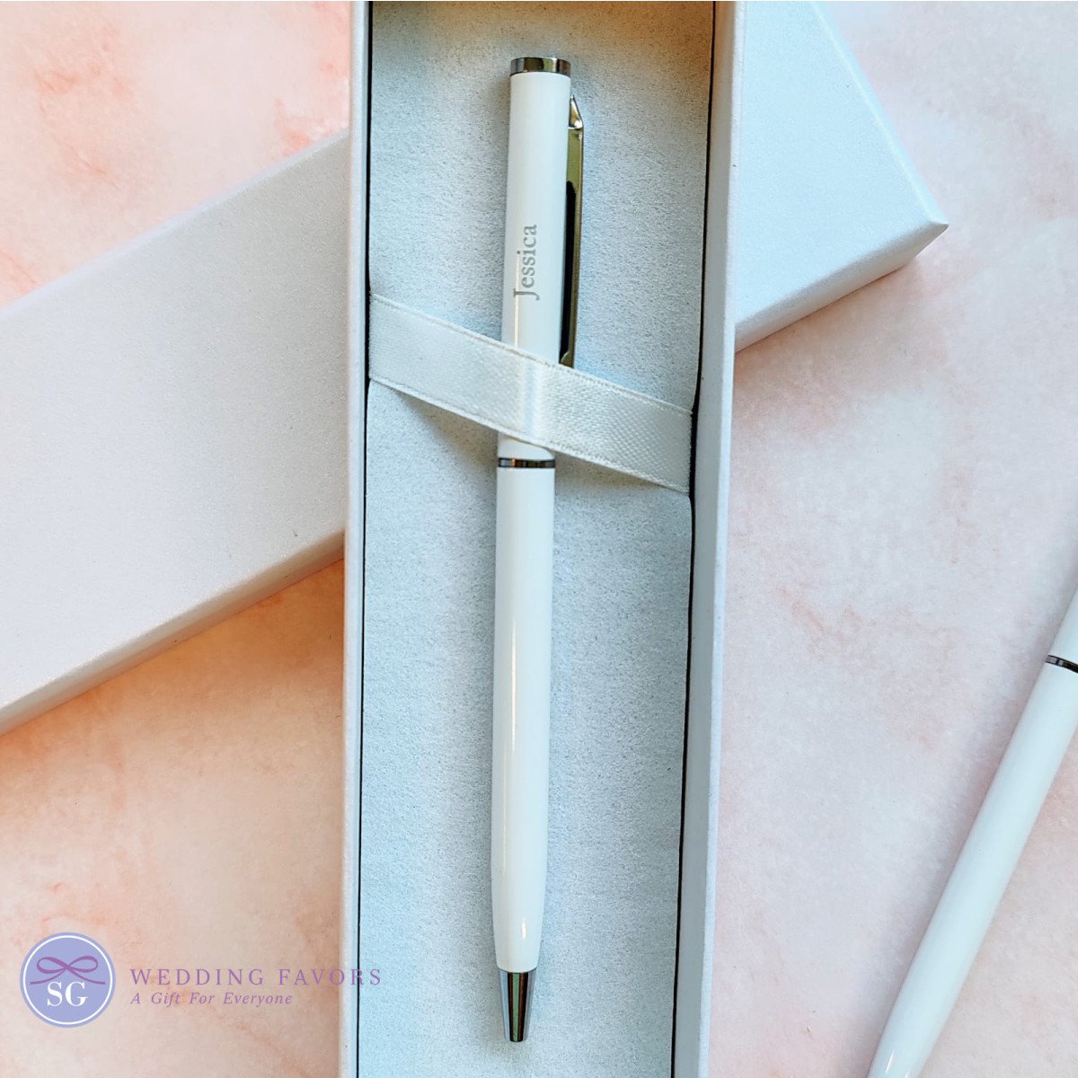 Elegant White Pen Favors
