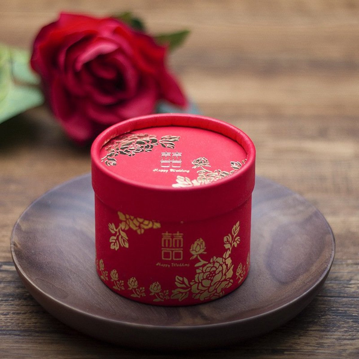 Round Double Happiness Favor Box