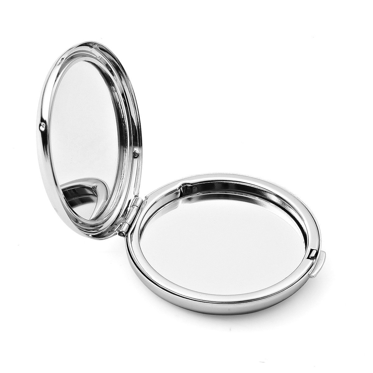 Initial Silver Floral Compact Mirror