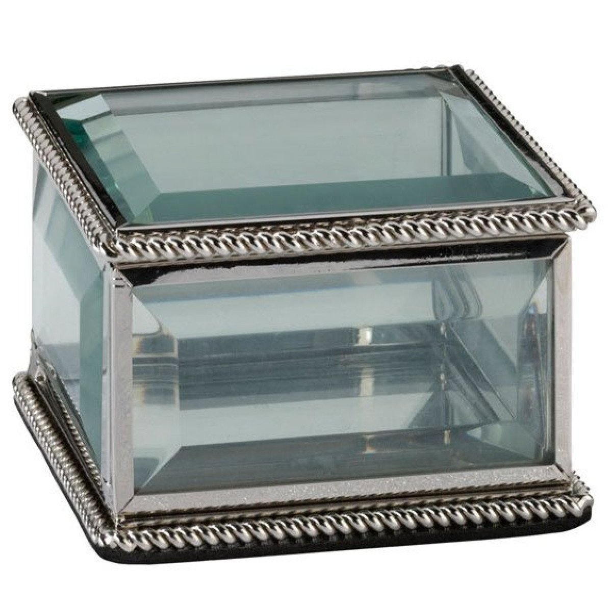 Cupid's Wreath Silver Glass Ring Box