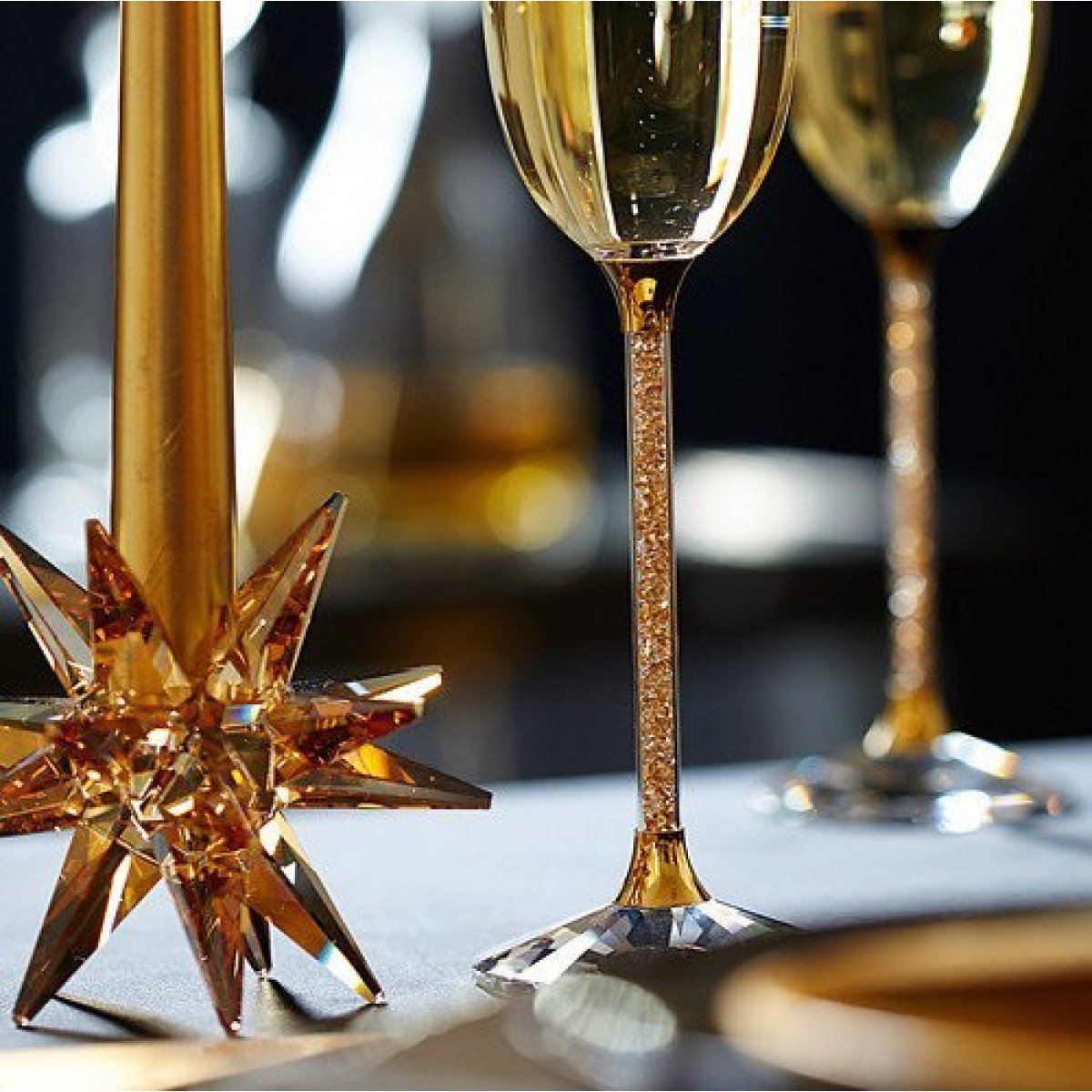 Swarovski Crystalline Toasting Flutes - set of 2 Gold